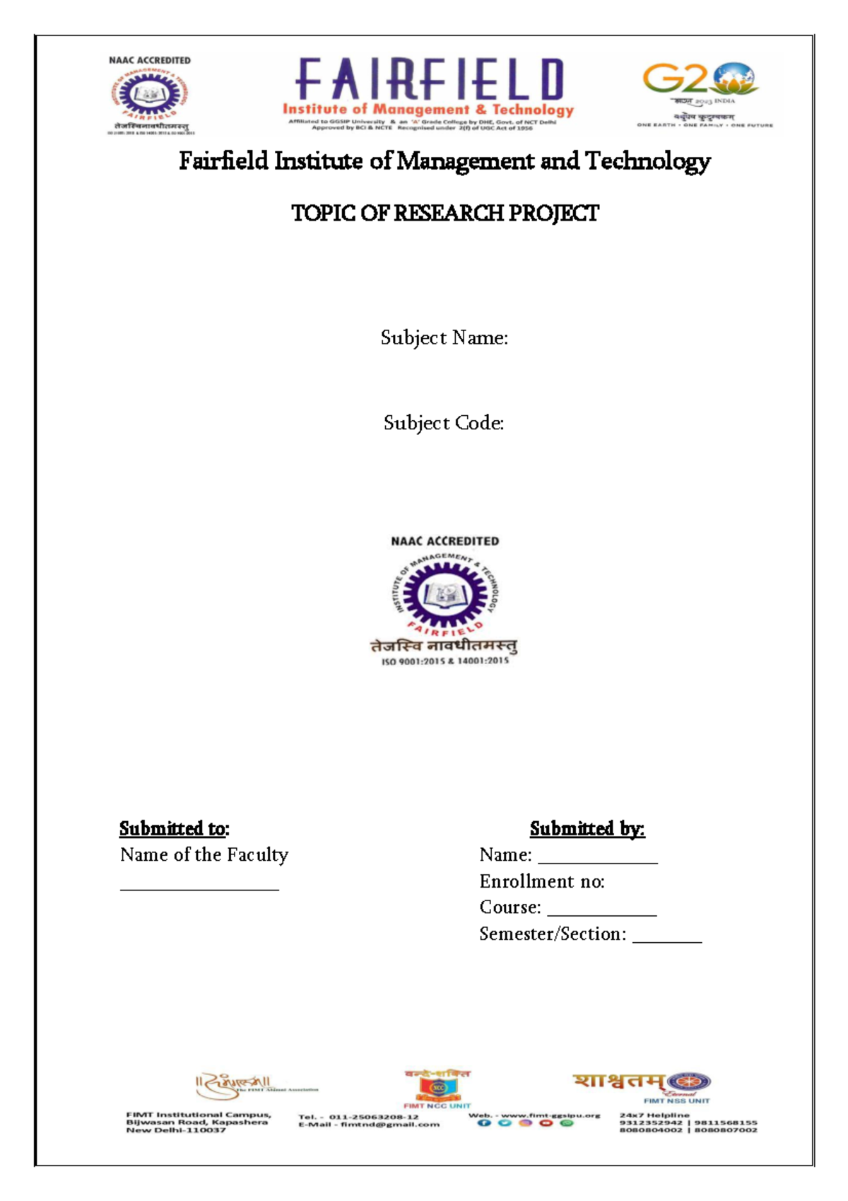 Assign- Format - BCA - Fairfield Institute of Management and Technology ...