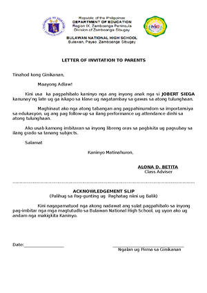 Excuse letter - Sample - FIELD OFFICE OF PAYAO BULAWAN NATIONAL HIGH ...