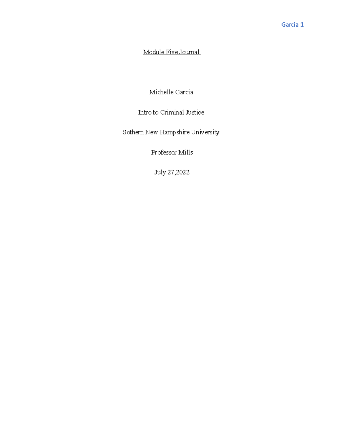 Module 5 Journal - Module Five Journal Michelle Garcia Intro to ...