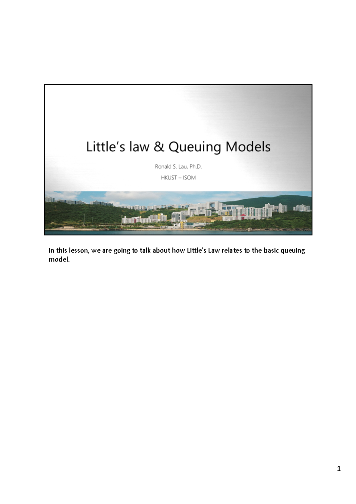 Little's Law & Queuing Models - Warning: TT: undefined function: 32 In this lesson, we are going ...