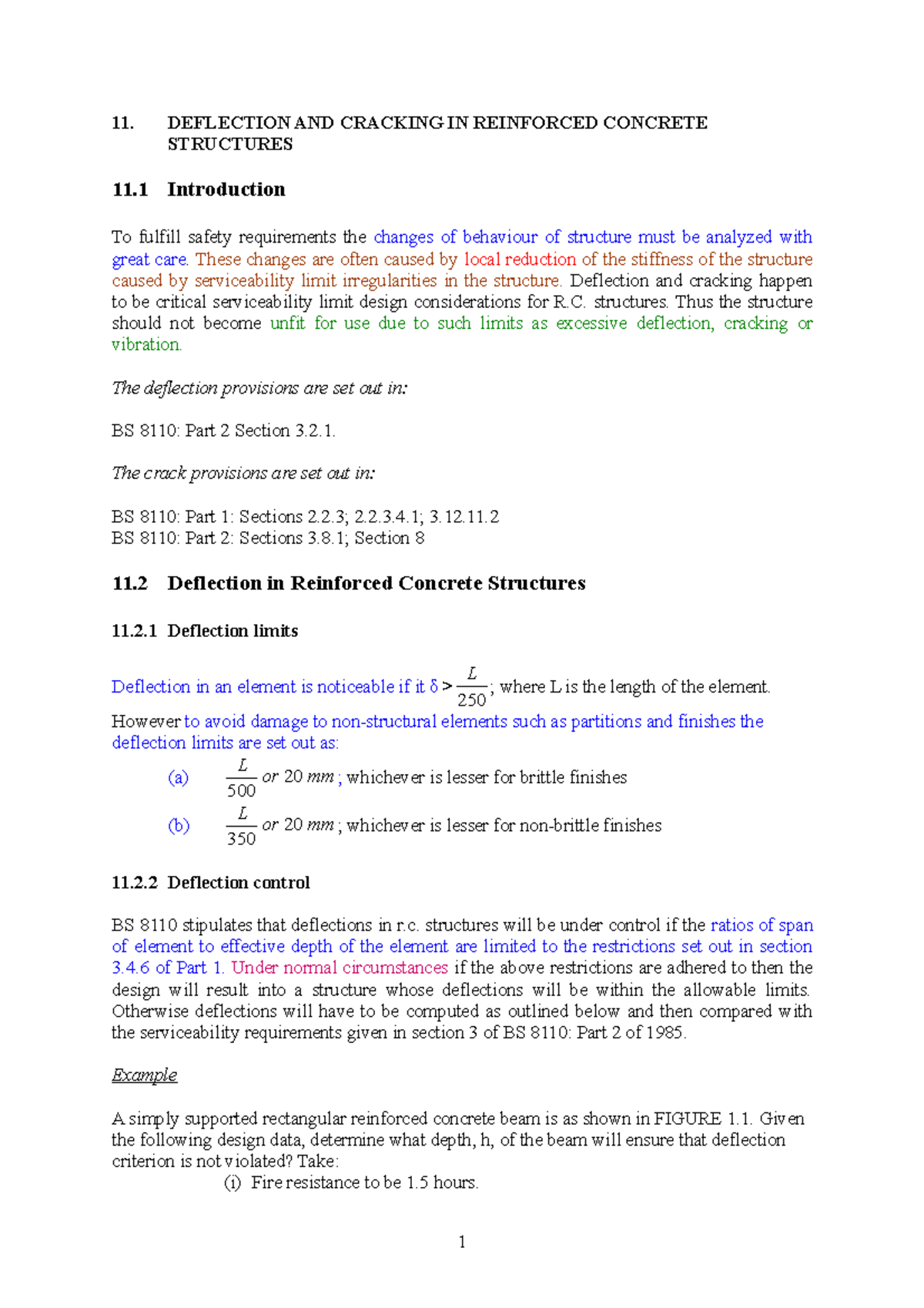 Chpt11RCDeflection Cracking - DEFLECTION AND CRACKING IN REINFORCED CONCRETE STRUCTURES 11 - Studocu