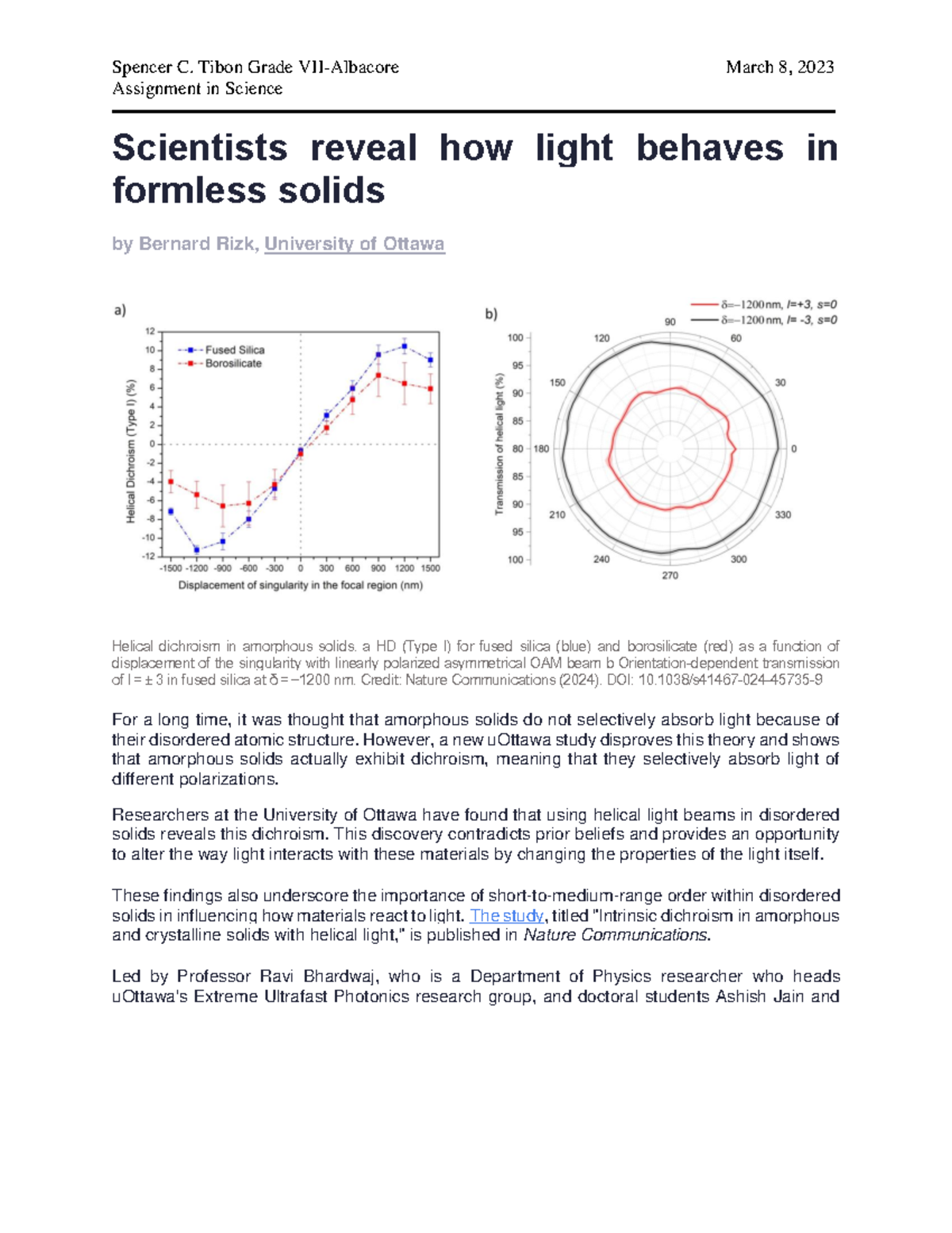 Scientists reveal how light behaves in formless solids - Spencer C ...