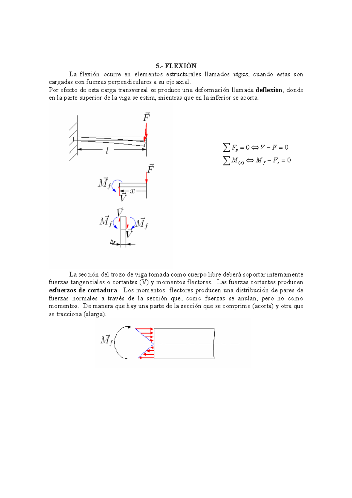 Flexion - 5.- FLEXIÓN La flexión ocurre en elementos estructurales ...