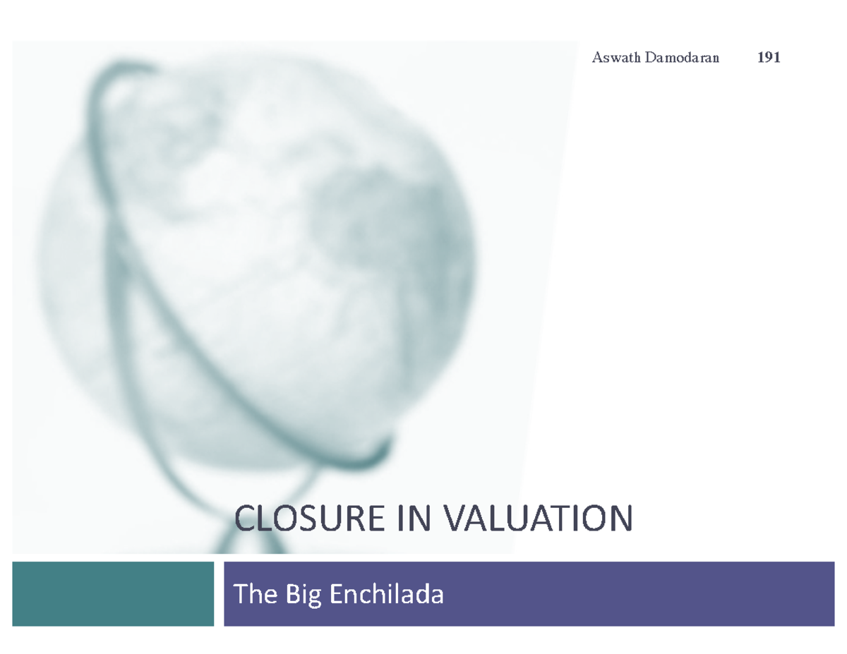 Chapter 4-2 Closure in Valuation - Estimating Terminal Value - CLOSURE ...
