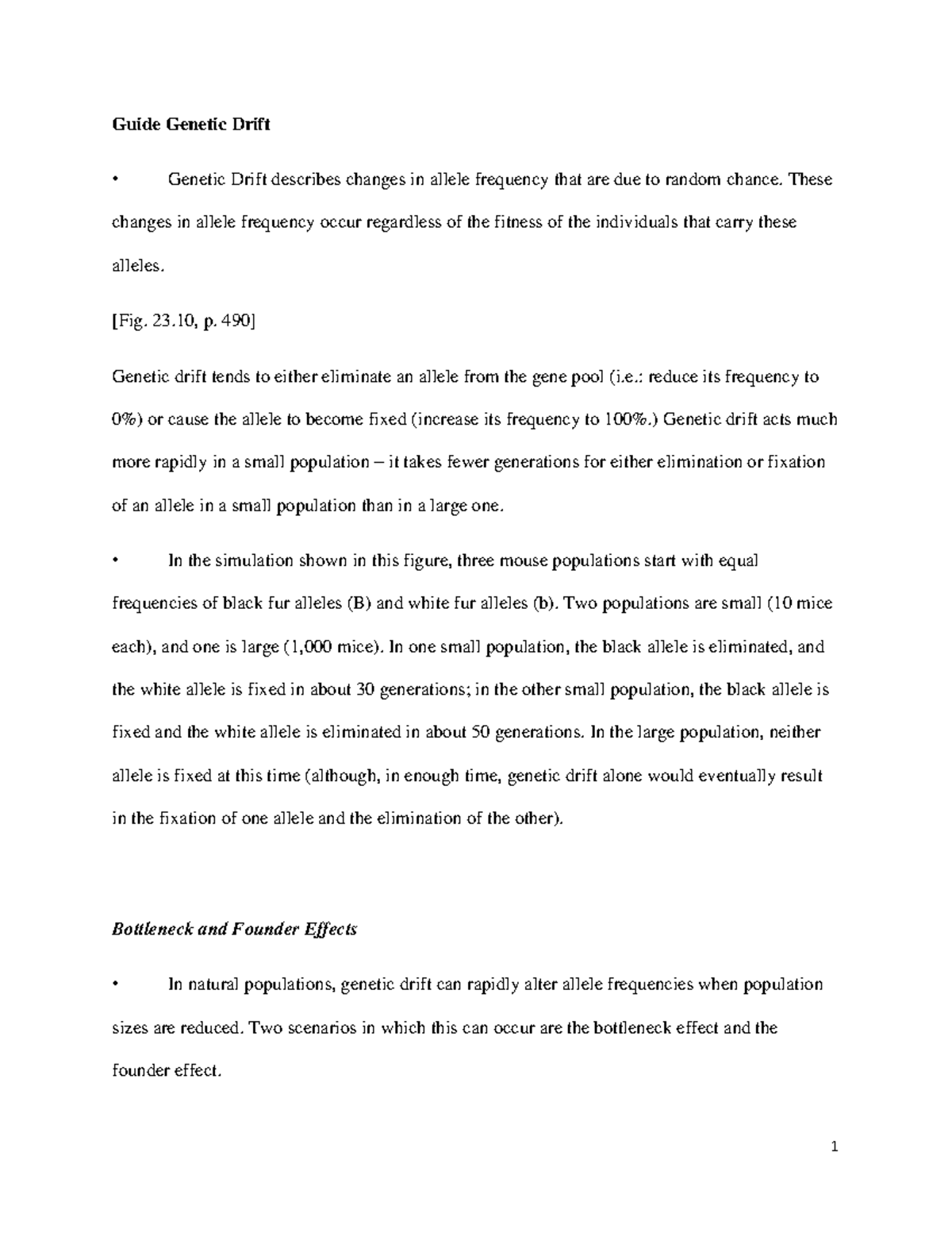 Guide Genetic Drift - Guide Genetic Drift Genetic Drift describes ...