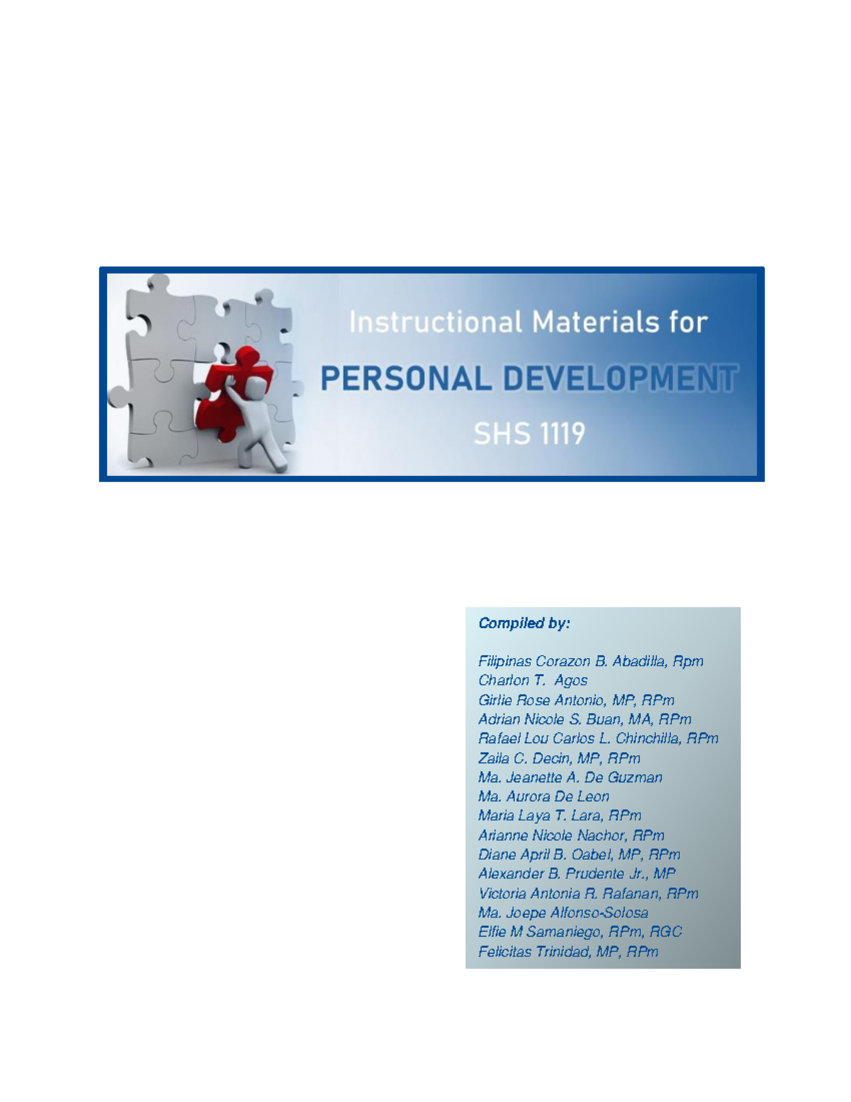IM Personal Development - Compiled by: Filipinas Corazon B. Abadilla ...