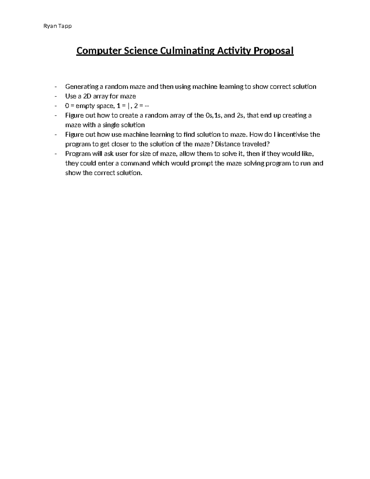 Computer Science Culminating Activity Proposal - How do I incentivise ...