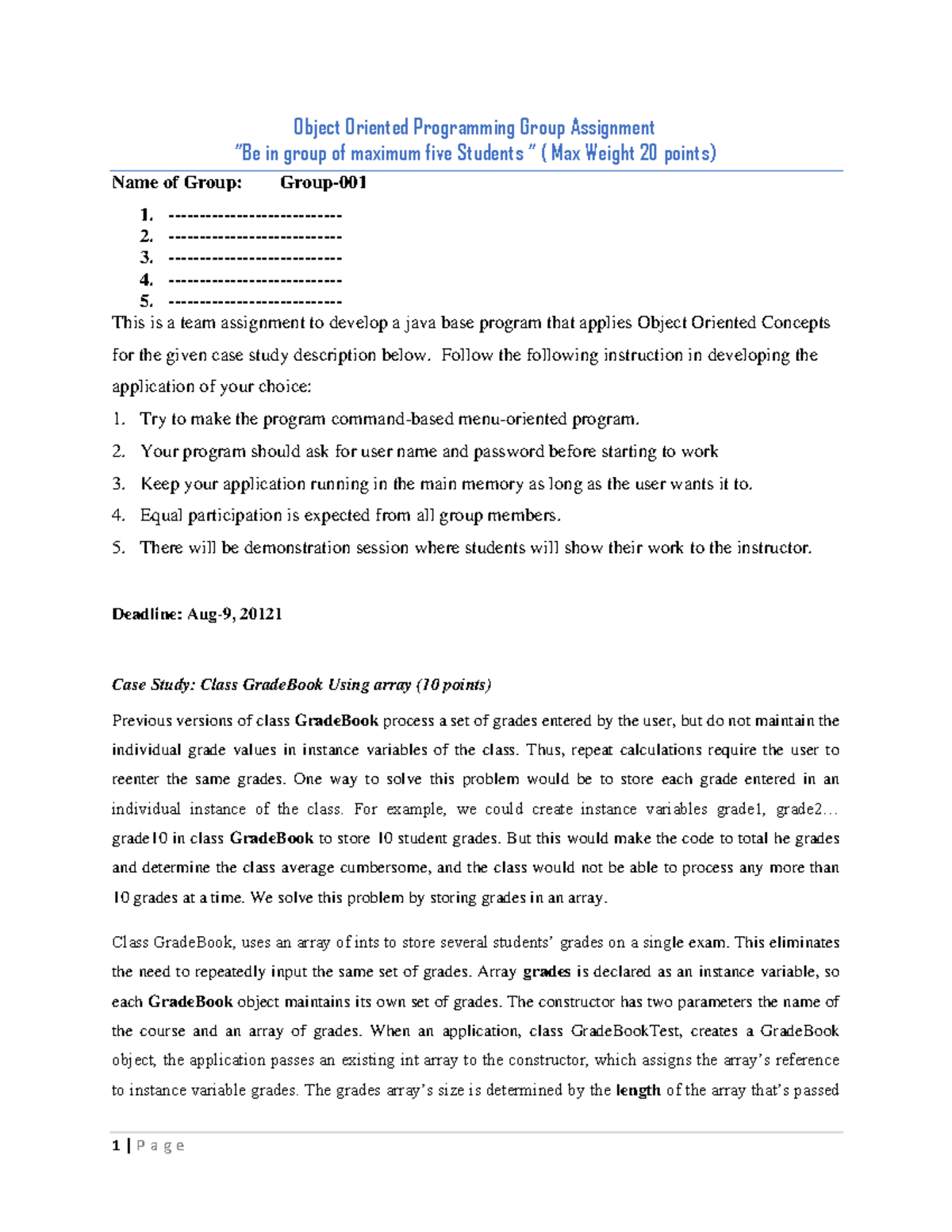 Group Assignment-I for Infolink 2nd Year Regular - 1 | P a g e Object Oriented - Studocu