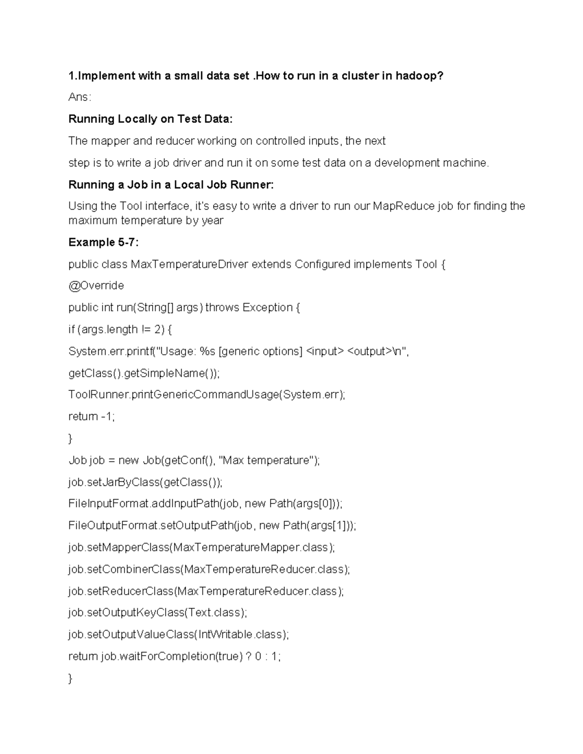 DA 1 - Data Analytics chapter 1 - 1 with a small data set .How to run in a cluster in hadoop ...