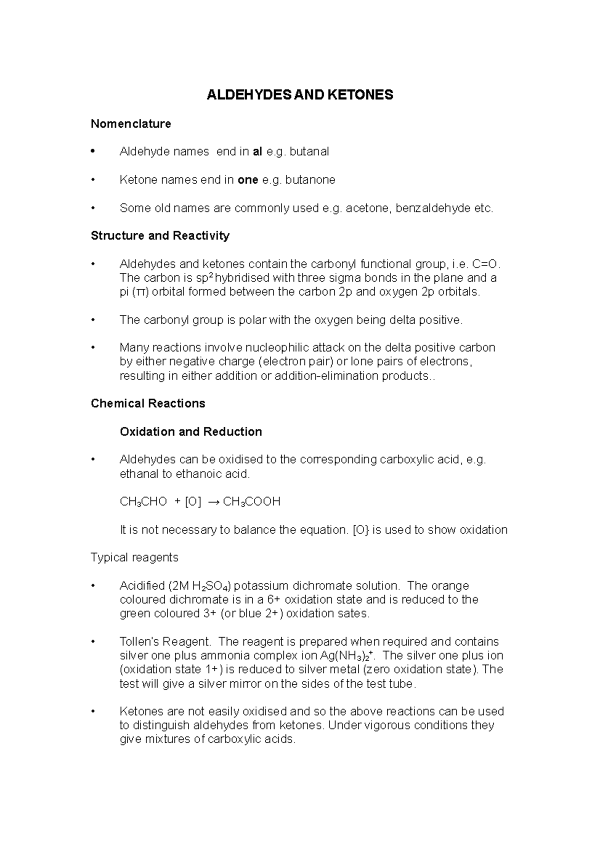 Aldehydes and Ketones ABC notes - ALDEHYDES AND KETONES Nomenclature ...