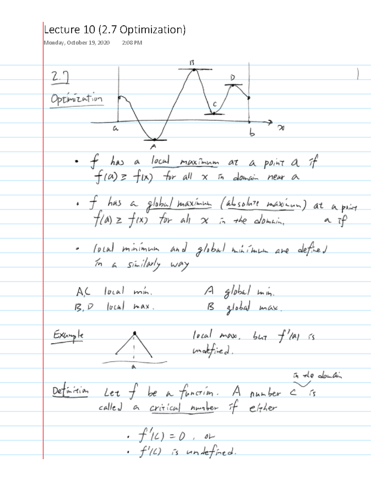 Lecture 10 (2.7 Optimization) - MAT1302 - >ĞĐƚƵƌĞ ϭϬ ;Ϯ͘ϳ KƉƚŝŵŝnjĂƚŝŽŶ ...