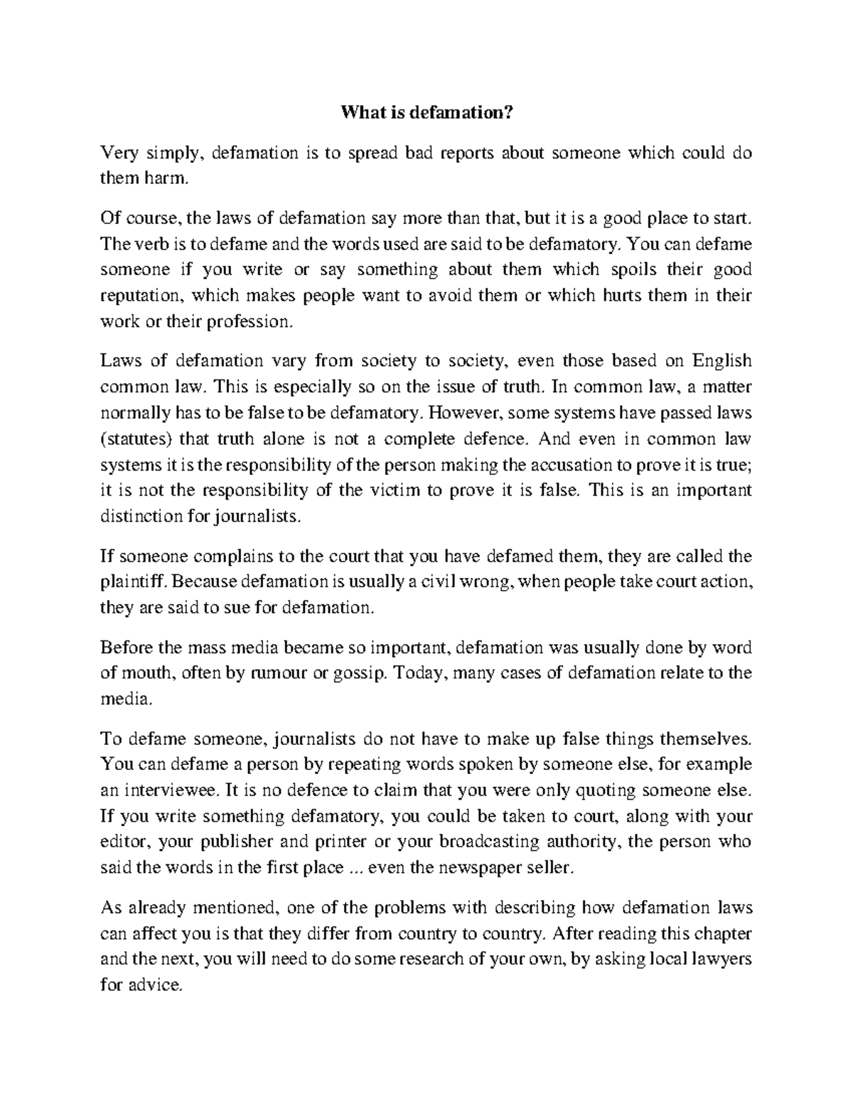 What is defamation - interpersonal Communication - What is defamation ...