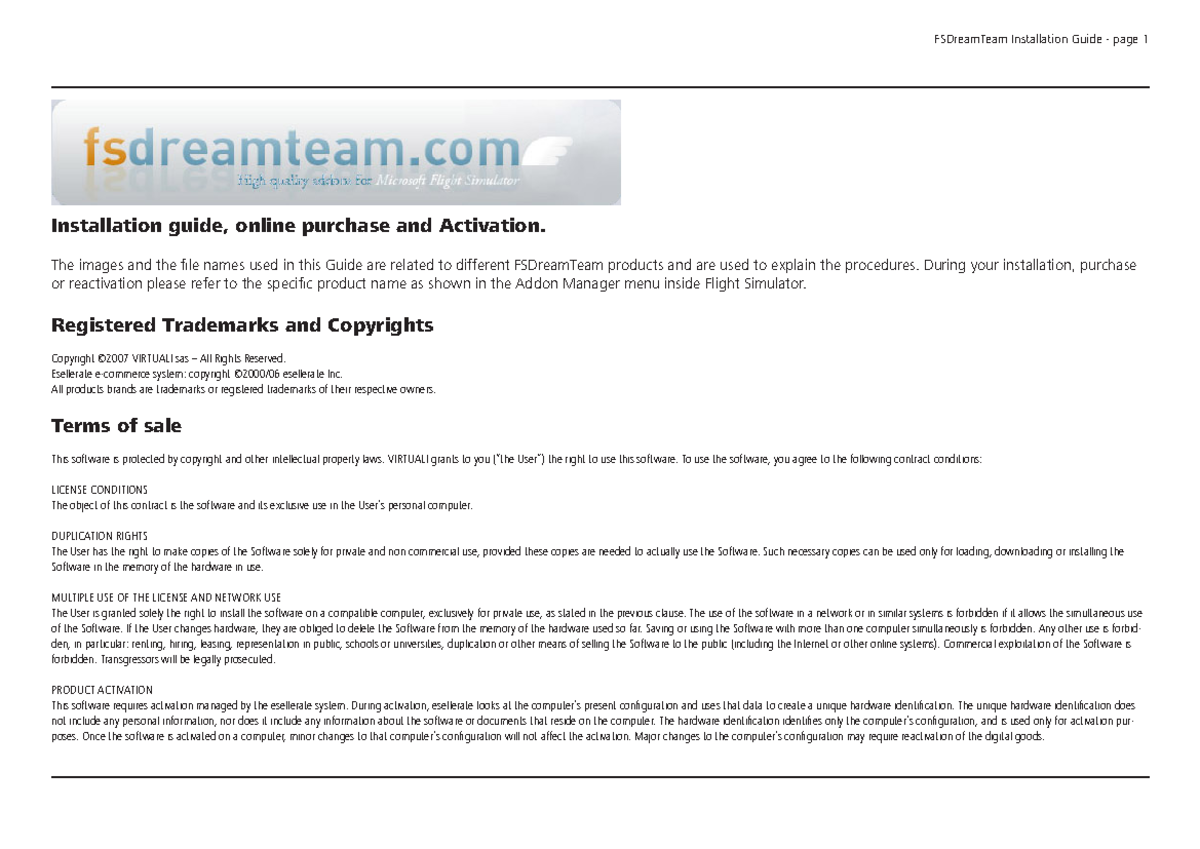 FSdt install guide - abc123 - Installation guide, online purchase and ...