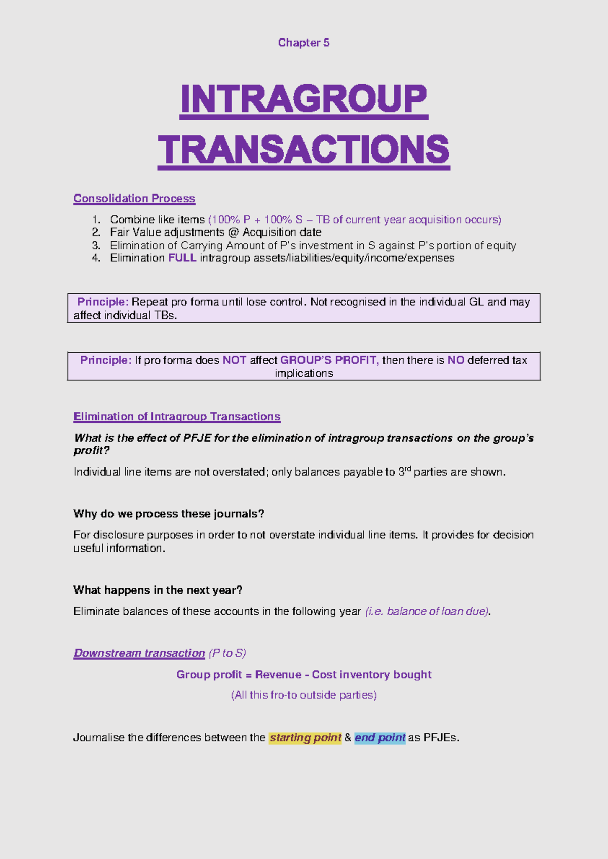 1. Intragroup Transactions - Chapter 5 & 6 - Chapter 5 Consolidation ...