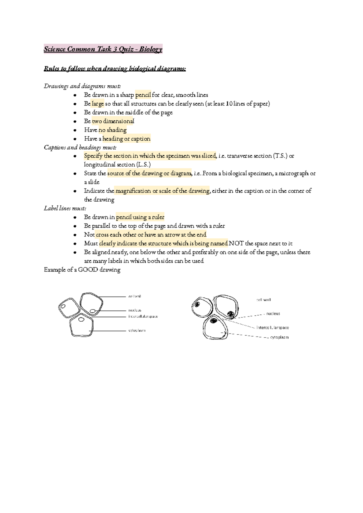 Biology Notes for Year 8 - Science Common Task 3 Quiz - Biology Rules ...