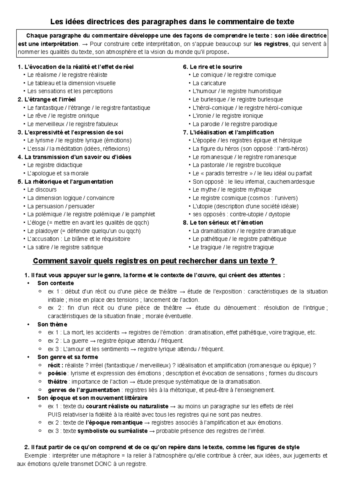 2016-2017 Commentaire Idees - Les idées directrices des paragraphes ...