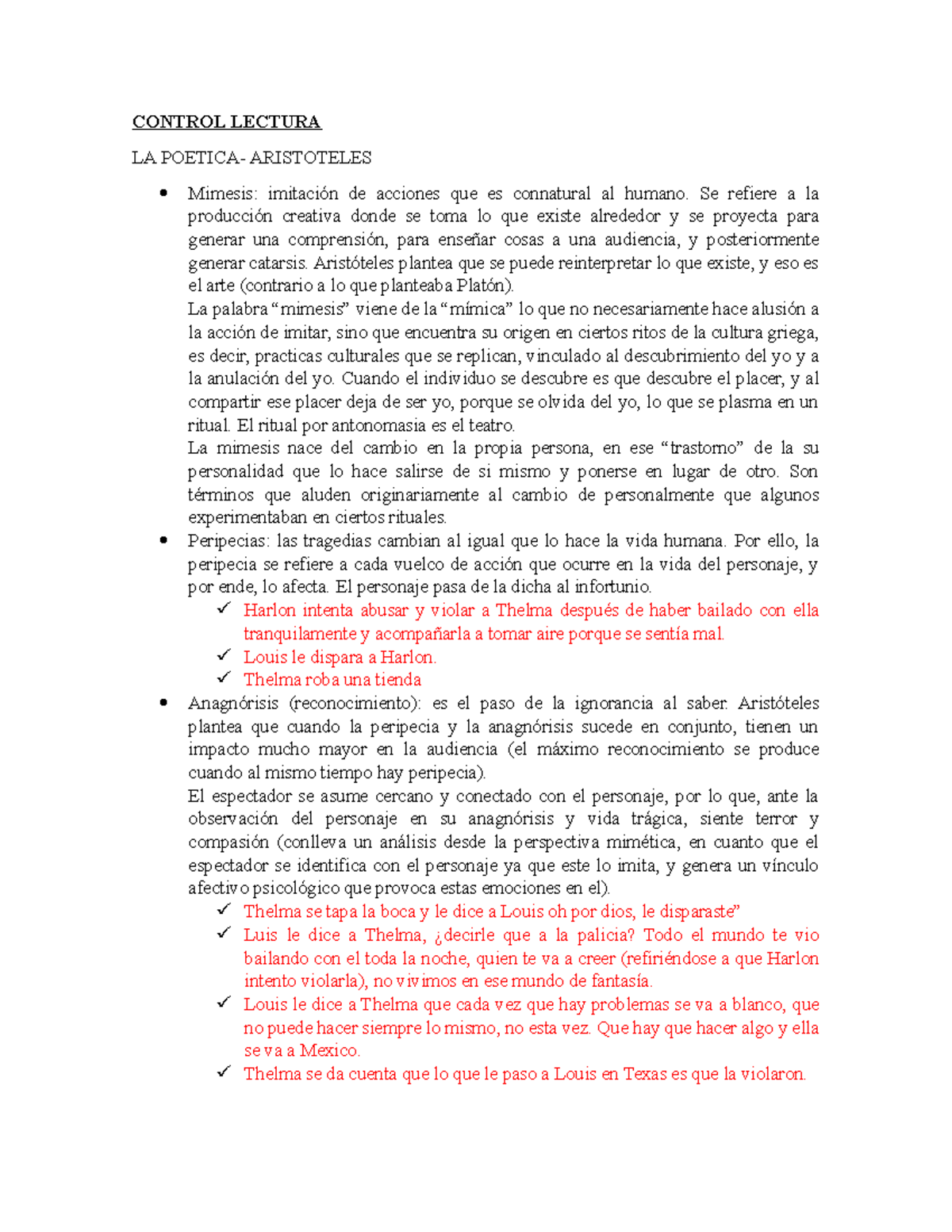 Control de lectura - docunmento - CONTROL LECTURA LA POETICA ...