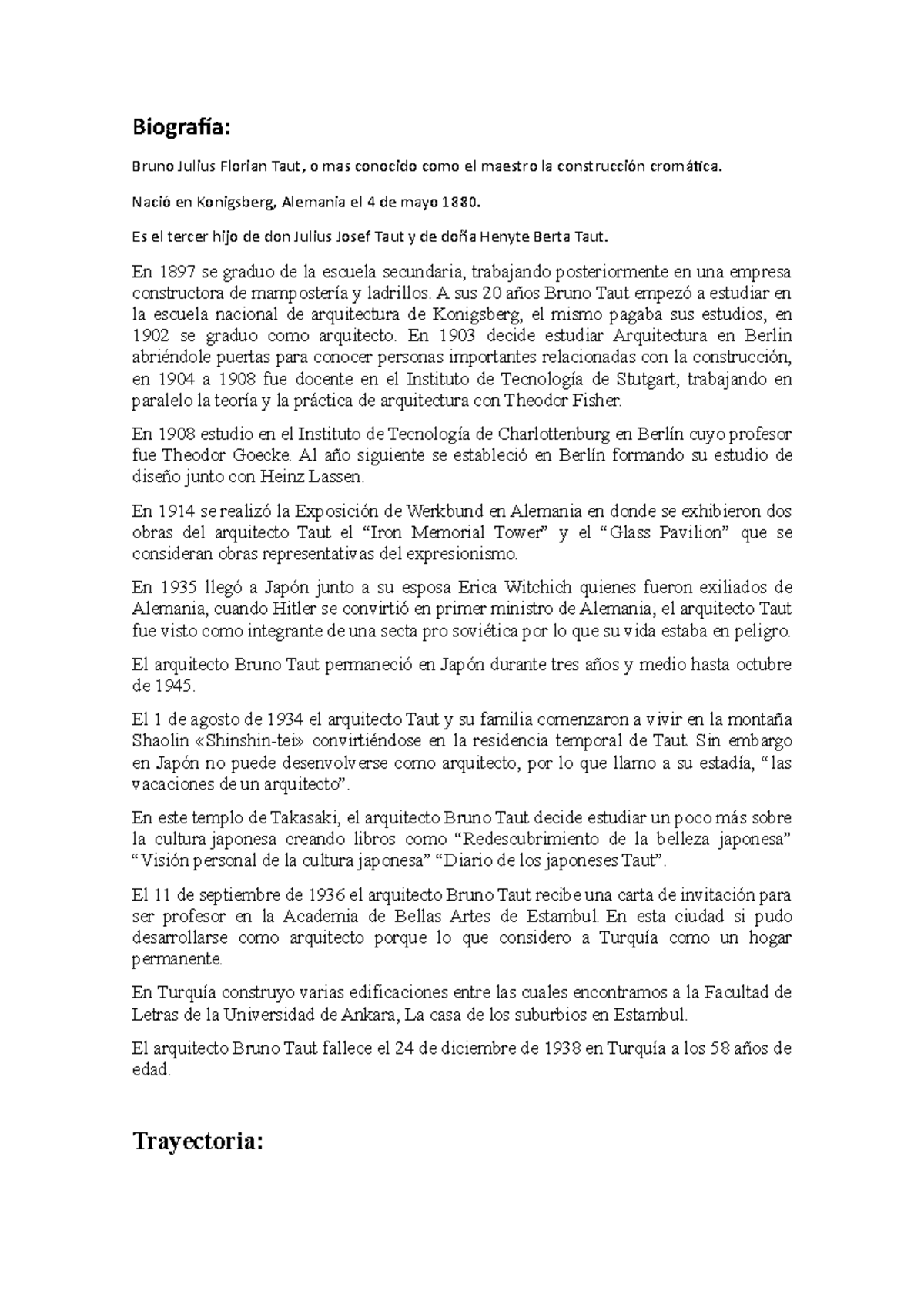 Bruno Taut - Biografía: Bruno Julius Florian Taut, o mas conocido como ...