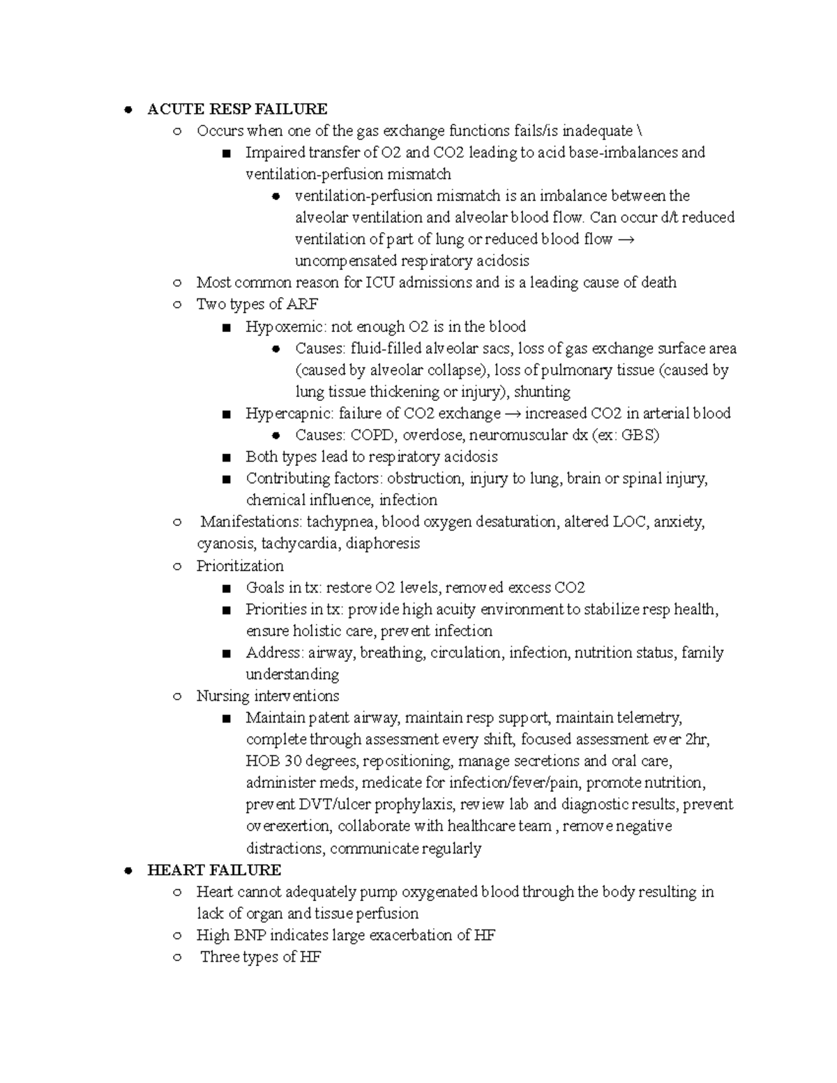 243 notes - ACUTE RESP FAILURE Occurs when one of the gas exchange ...