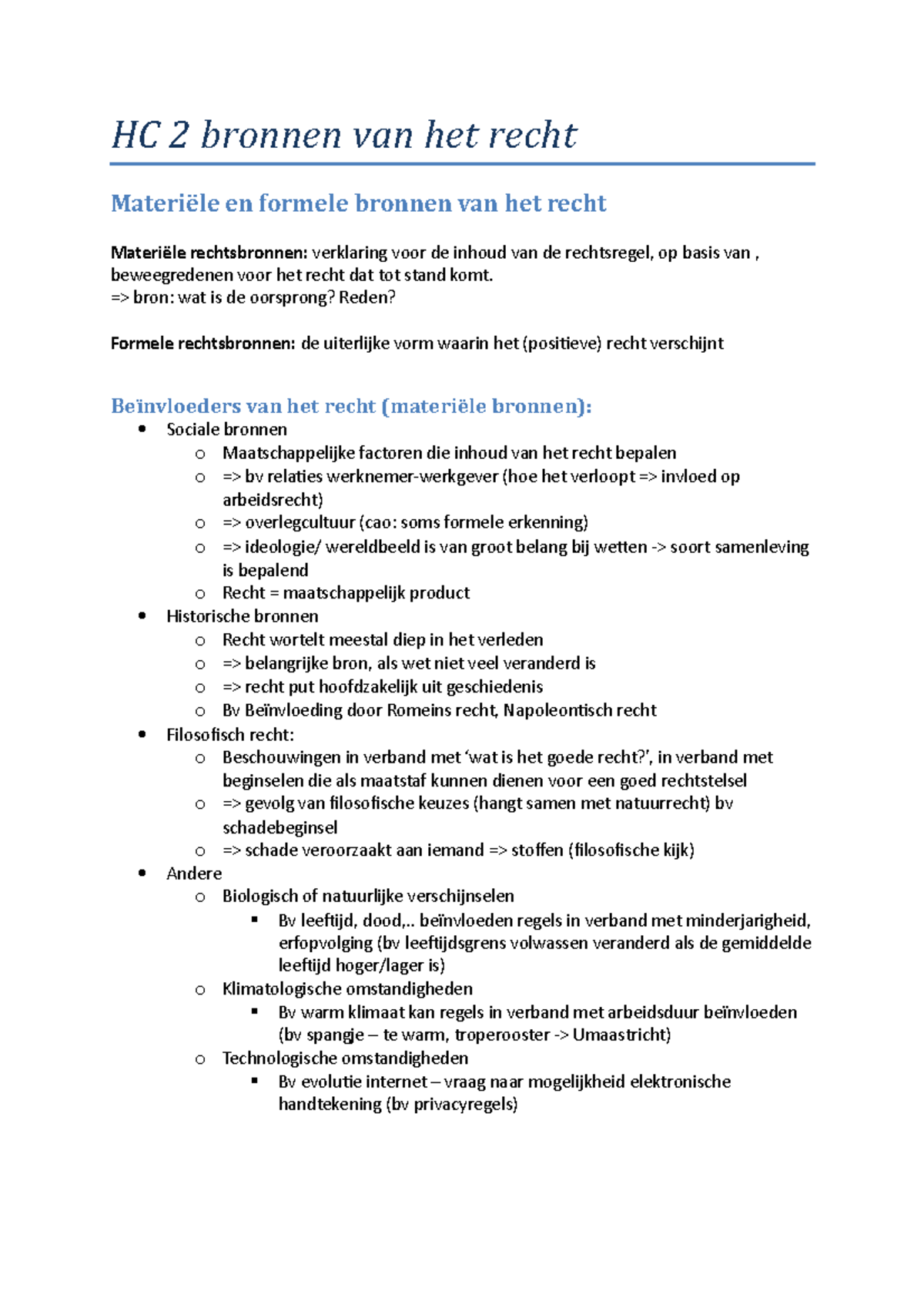 HC 2 bronnen van het recht - HC 2 bronnen van het recht Materiële en ...