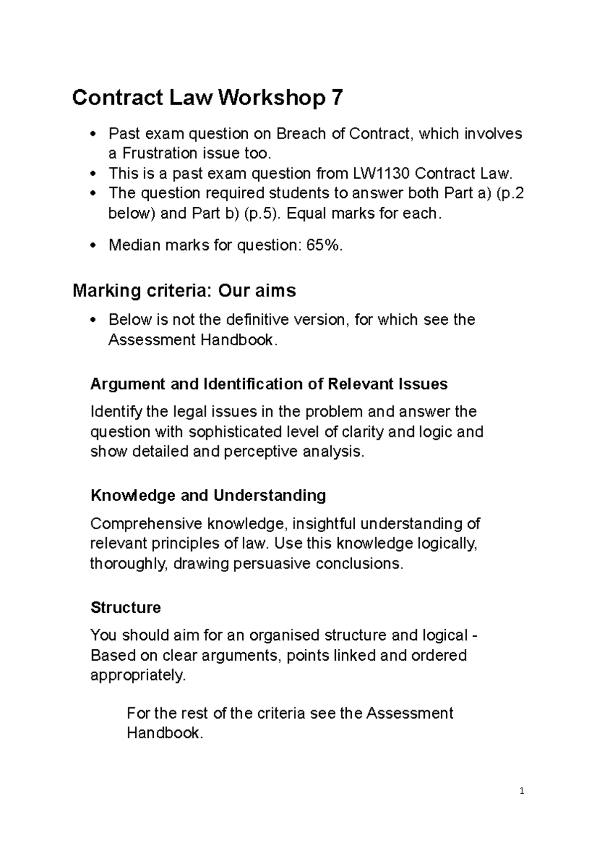 00000 Contract Law U7 2021-22 Workshop - Contract Law Workshop 7 Past ...
