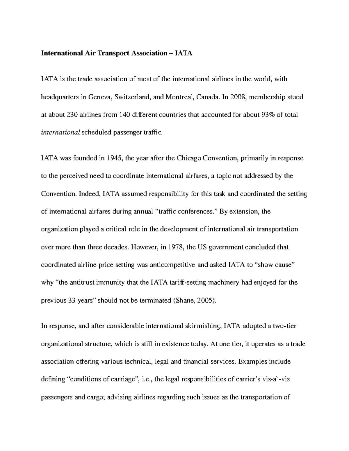 IATA - Lecture notes 2 - International Air Transport Association – IATA ...