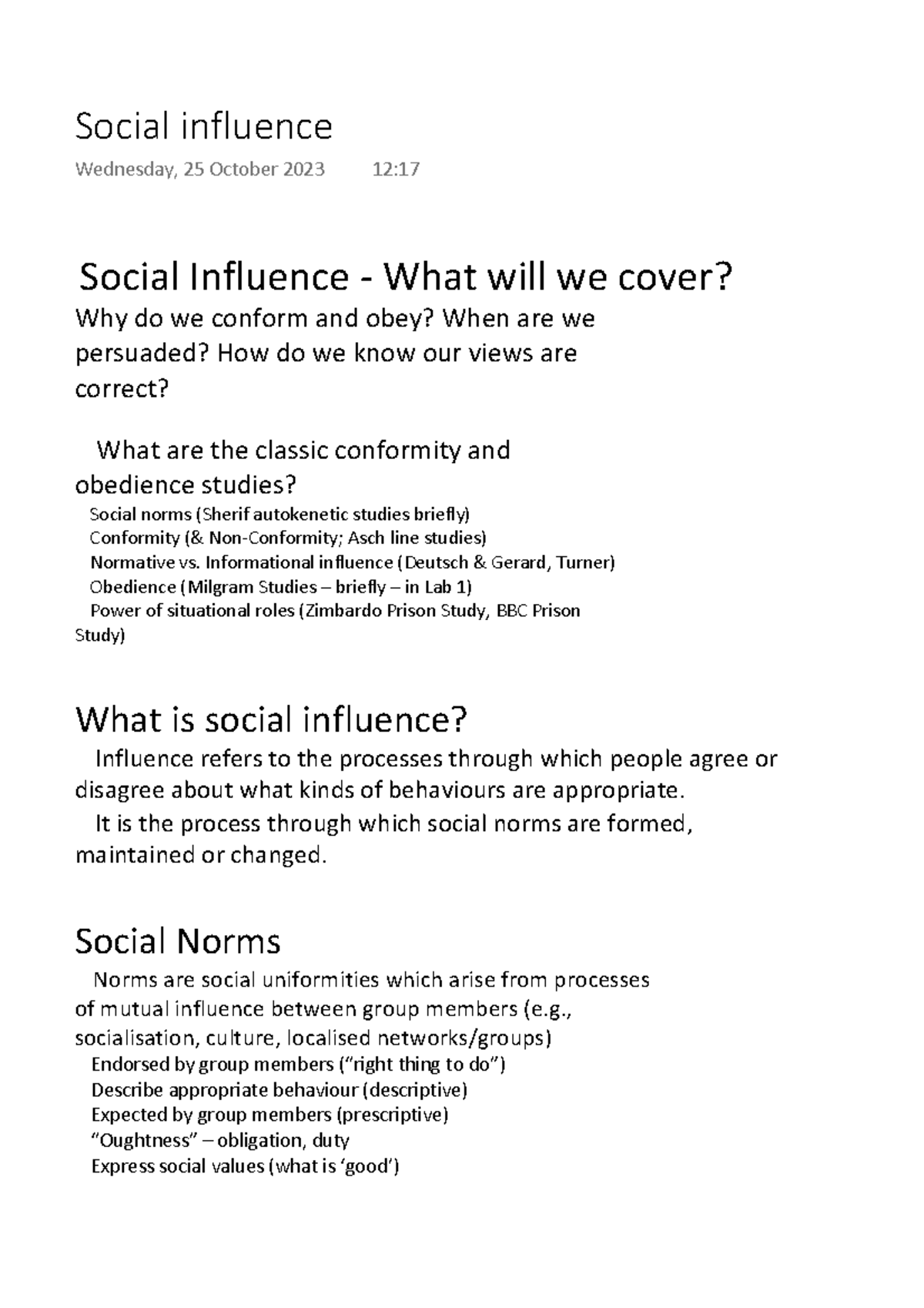 Social influence - Informational influence (Deutsch & Gerard, Turner ...
