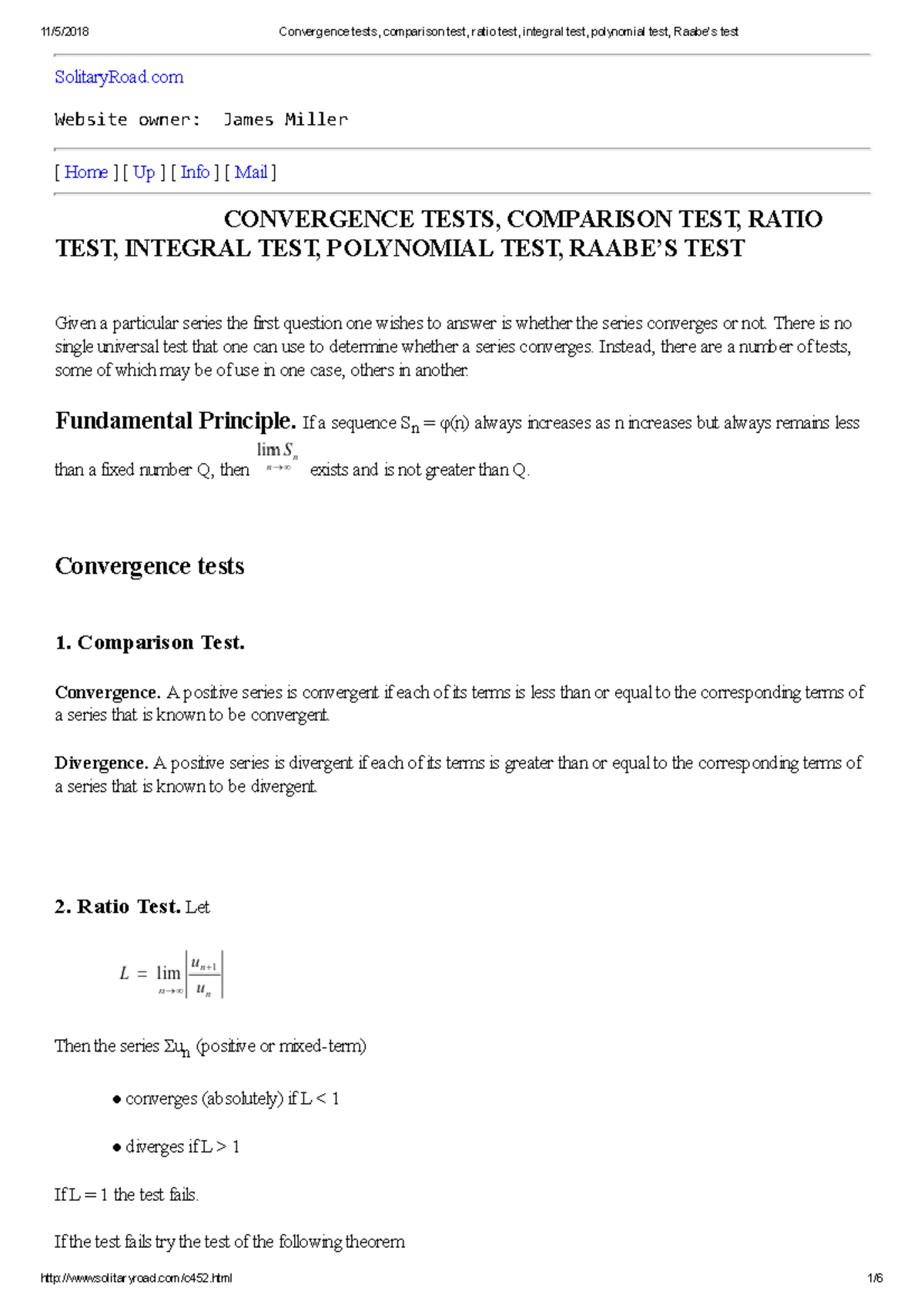 Convergence Tests Comparison Test Ratio Test Integral Test convergence-tests-comparison-test-ratio-test-integral-test