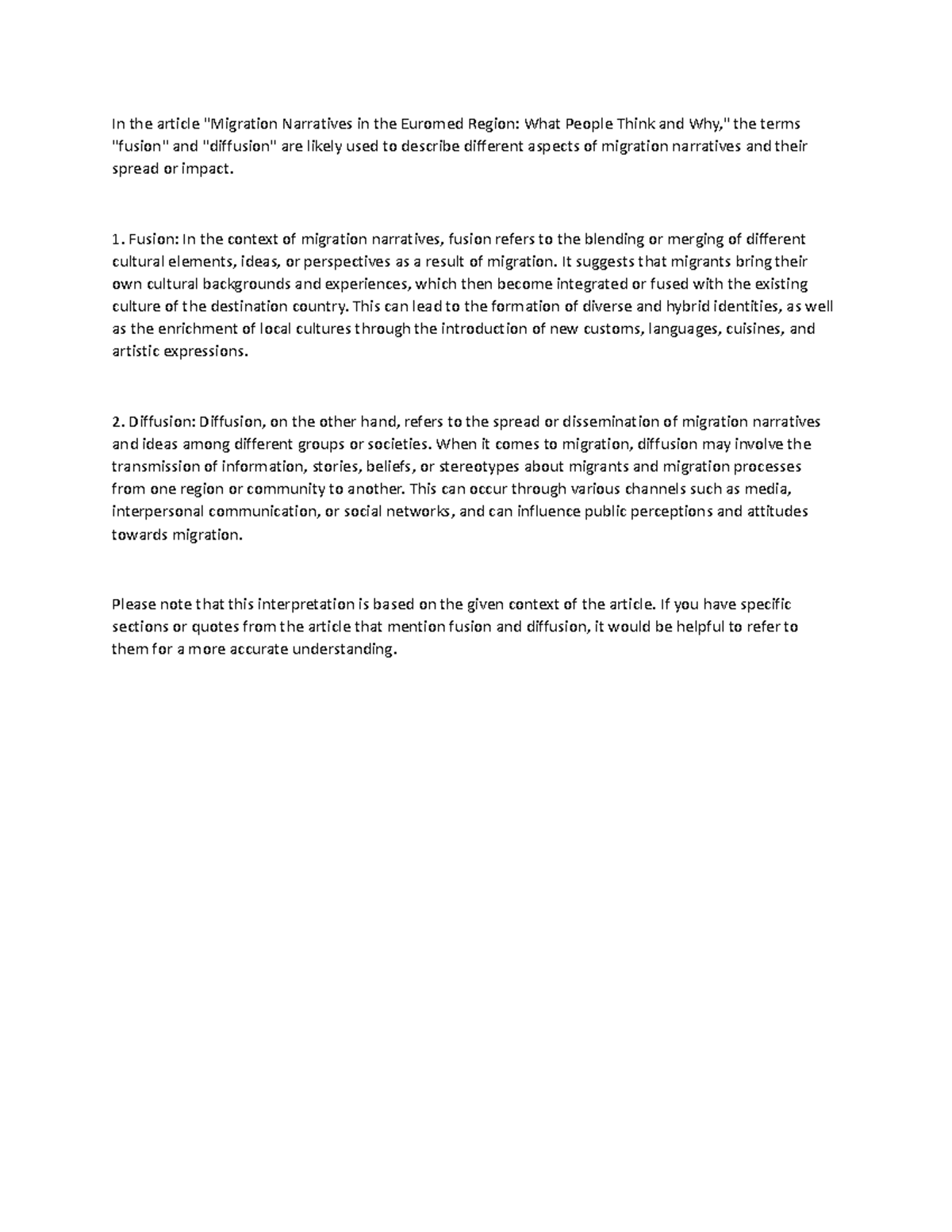 In the article - narrative analysis in migration - In the article ...