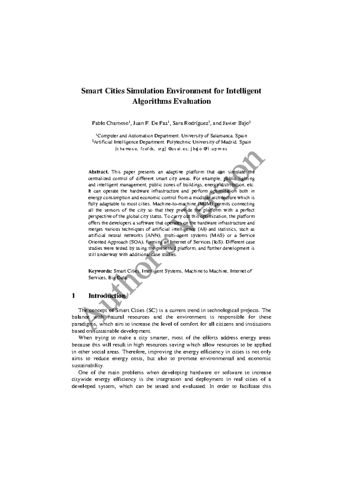 C6 - Smart Cities Simulation Environment for Intelligent Algorithms ...