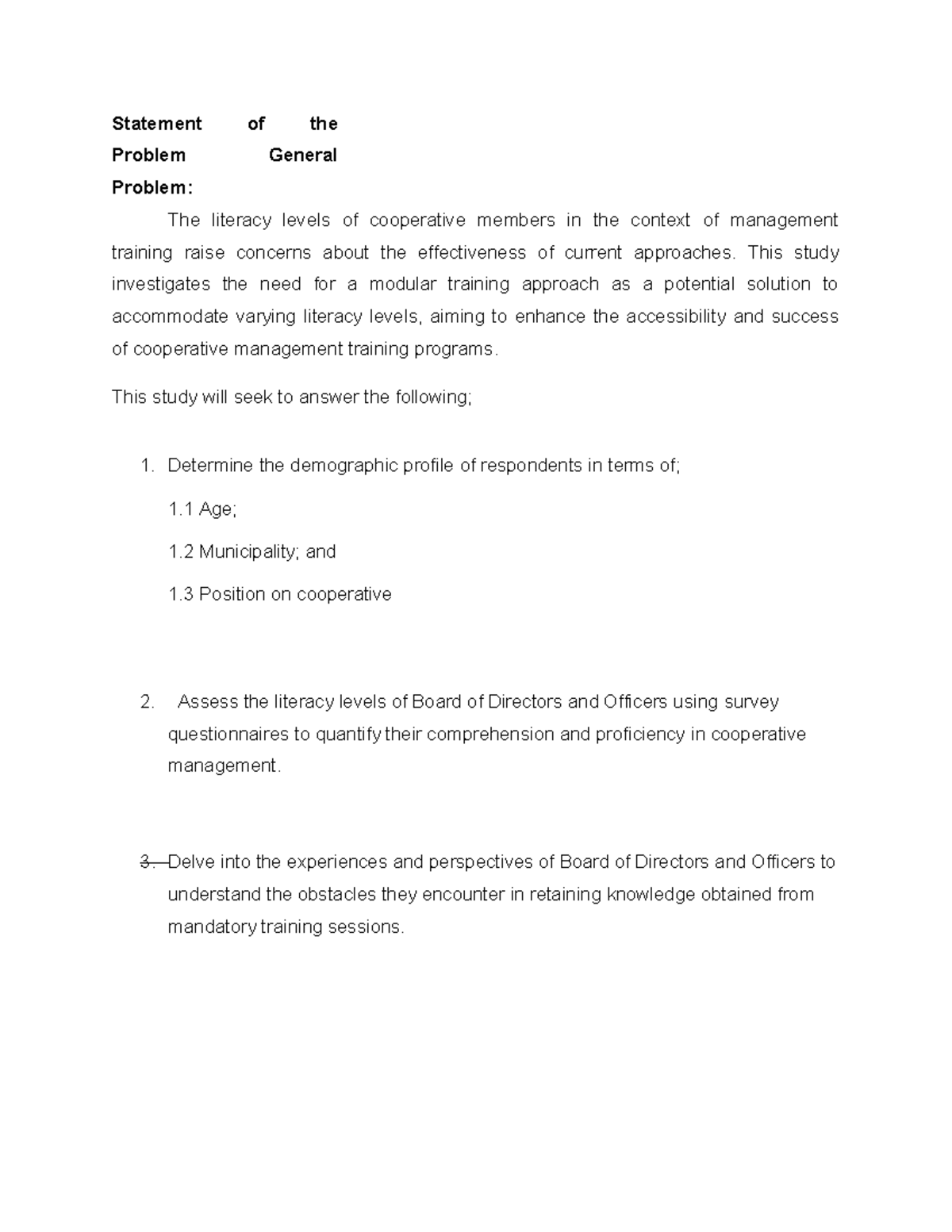 Revised-SOP-3 - none - Statement of the Problem General Problem: The ...