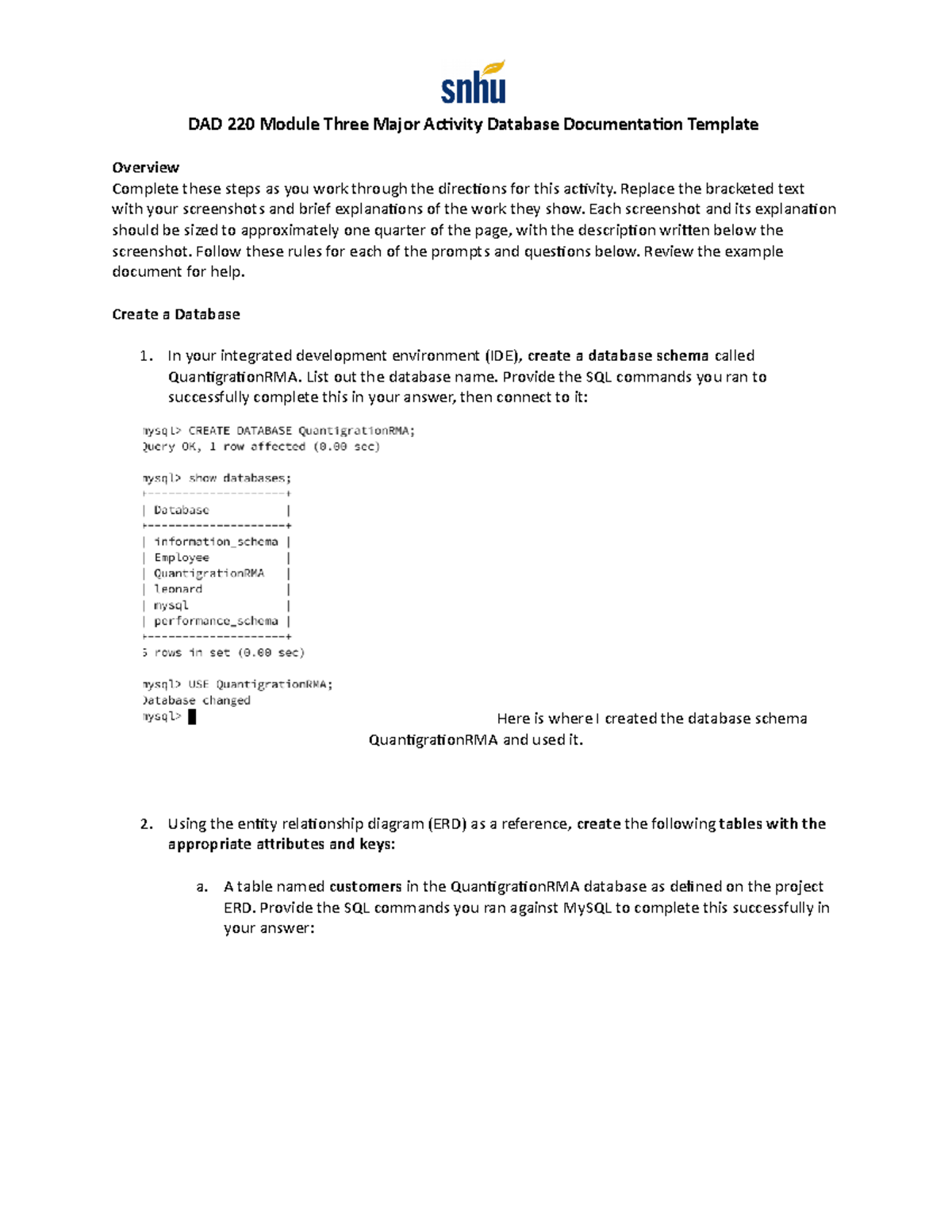 Module 3 Major Activity - DAD 220 Module Three Major Activity Database ...