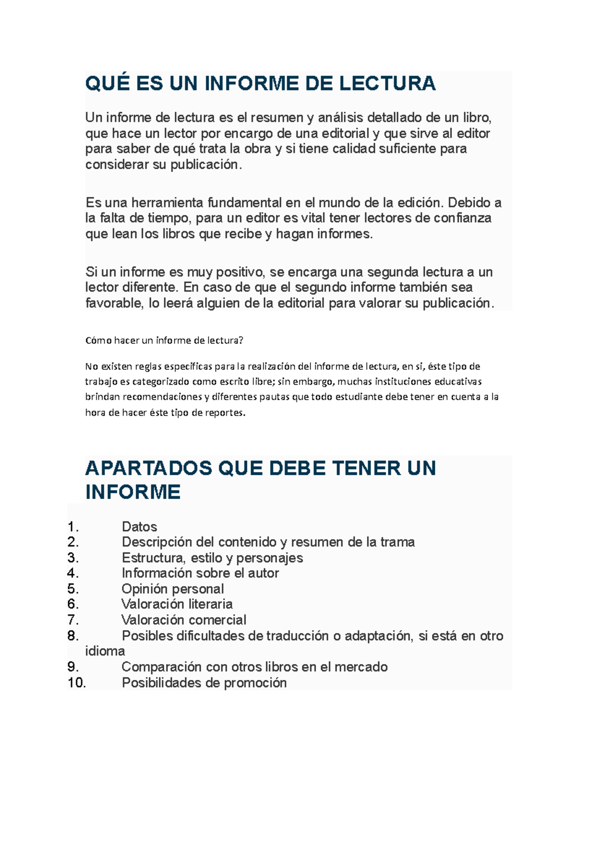 QUÉ ES UN Informe DE Lectura - QUÉ ES UN INFORME DE LECTURA Un informe ...