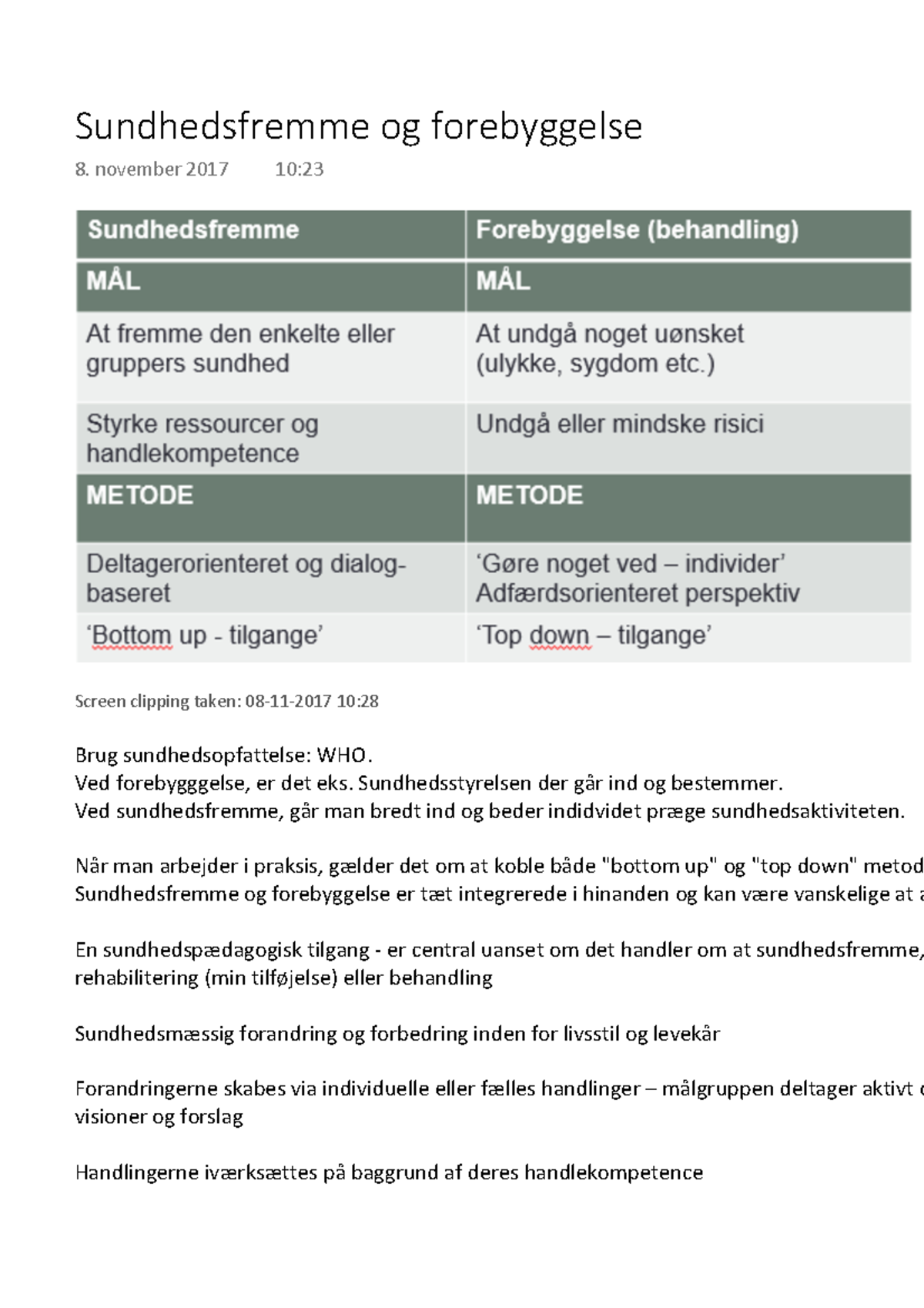Sundhedsfremme og forebyggelse - Screen clipping taken: 08-11-2017 10: Brug sundhedsopfattelse ...