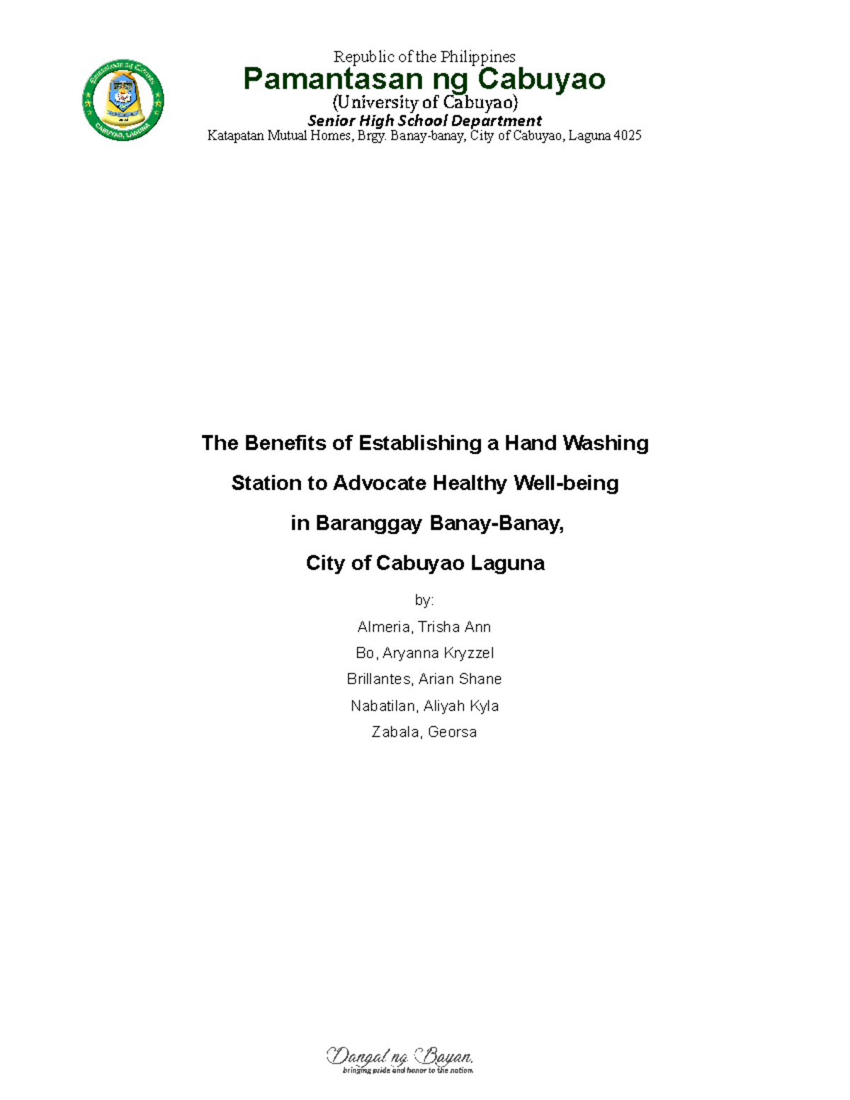 The Benefits of Establishing a Hand Washing Station to Advocate Healthy ...