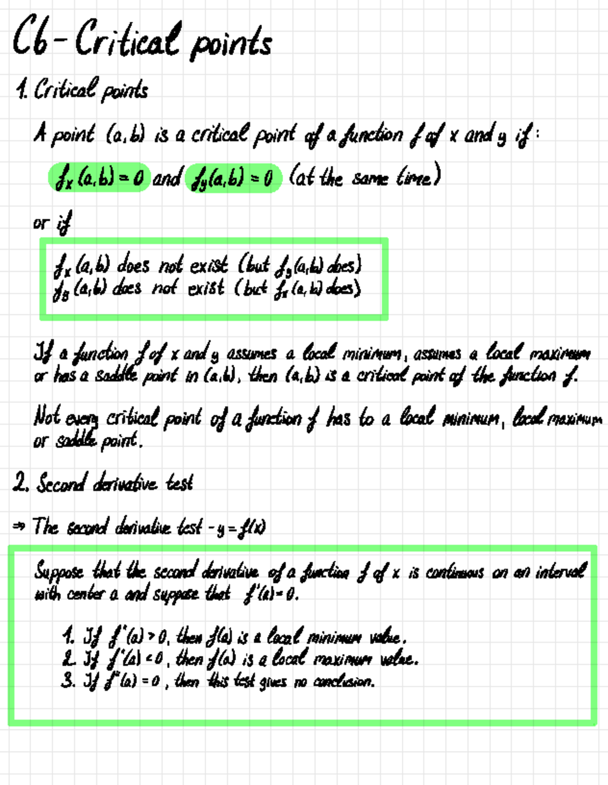 C6-Critical points - Samenvatting Wiskunde 1 - C6-Critical points 1 ...