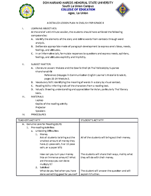 Detailed Lesson PLAN IN Grade 8 About THE POEM I AM AN African Child ...