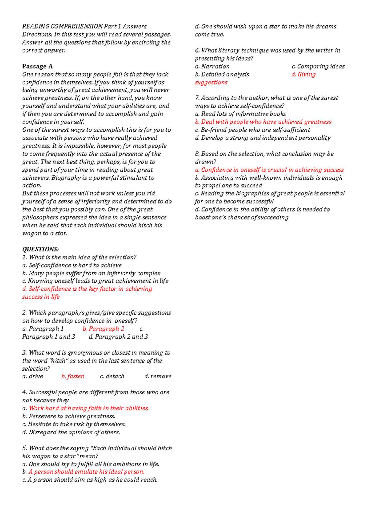 EPT Reading Comprehension PART 1 (www - READING COMPREHENSION Part 1 ...