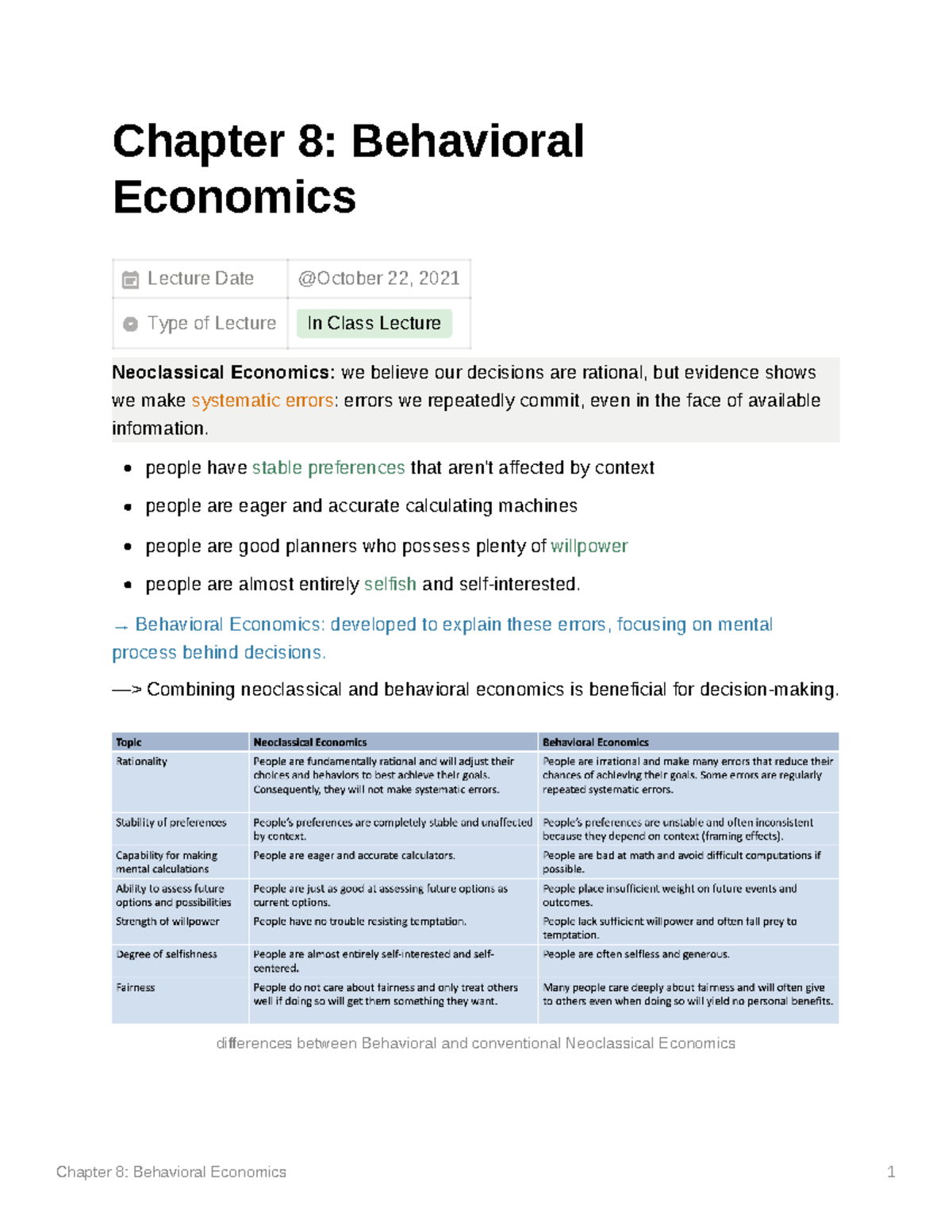 Chapter 8 Behavioral Economics - Chapter 8: Behavioral Economics ...