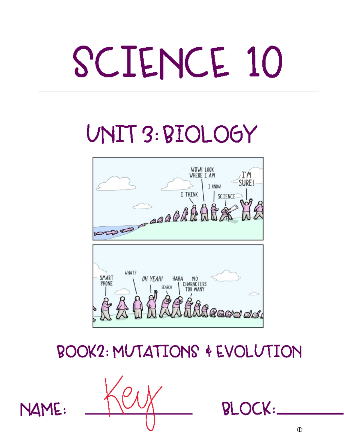 2 book 2 - mutations evolution key - Unit 3 : Biology Science 10 Name: Block: Book 2 : Mutations ...