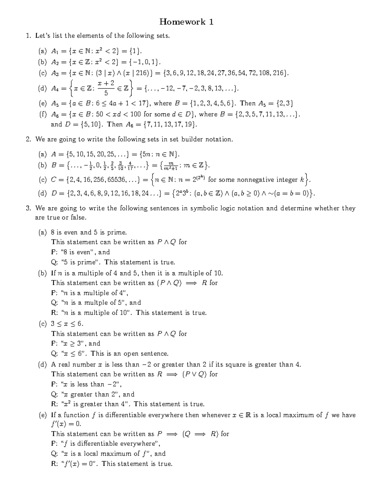 Homework 1 Solutions Homework 1 Let s List The Elements Of The