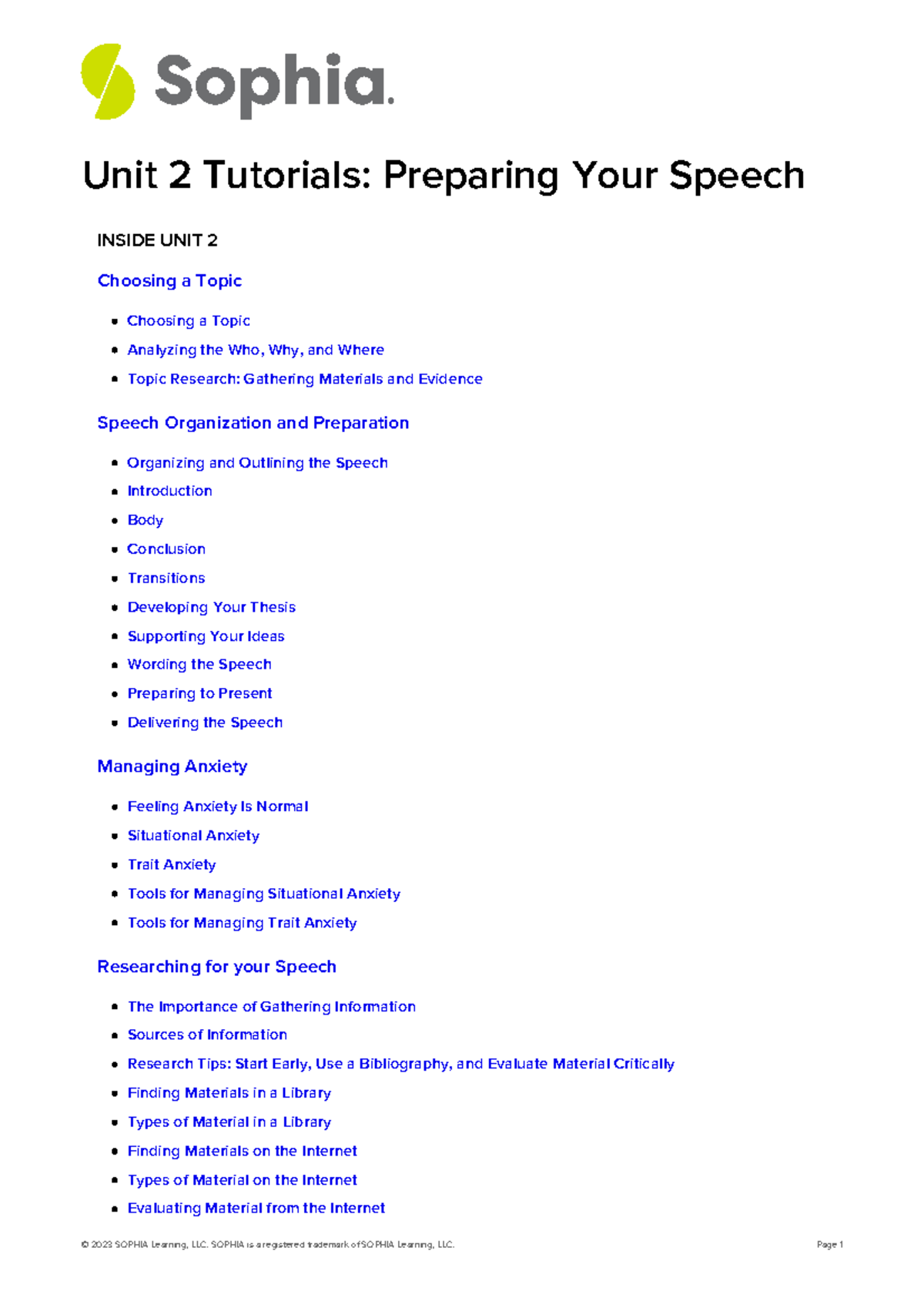 Unit 2 tutorials preparing your speech - Unit 2 Tutorials: Preparing ...