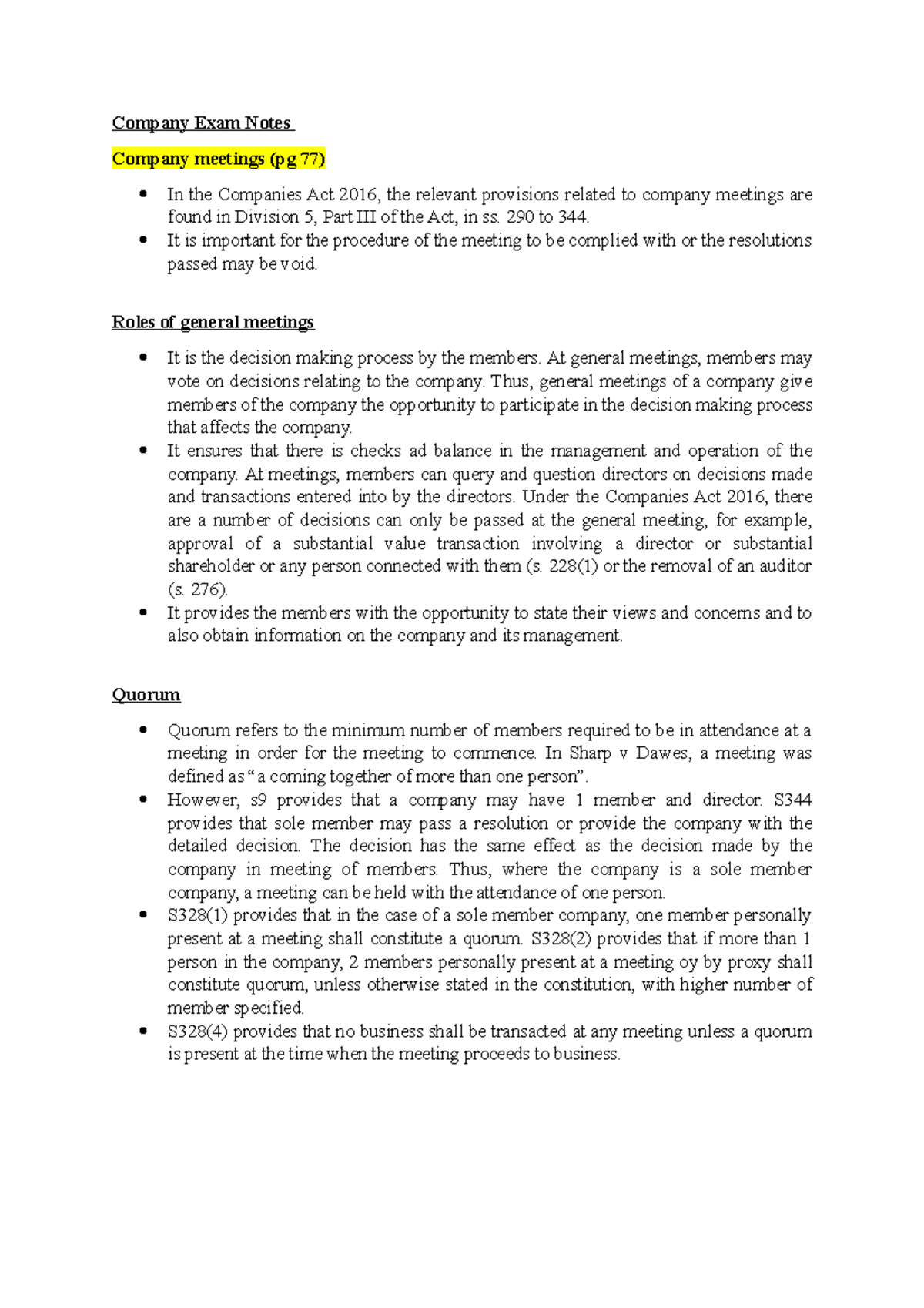 Company Notes All Chapters Summaries - Company Exam Notes Company ...