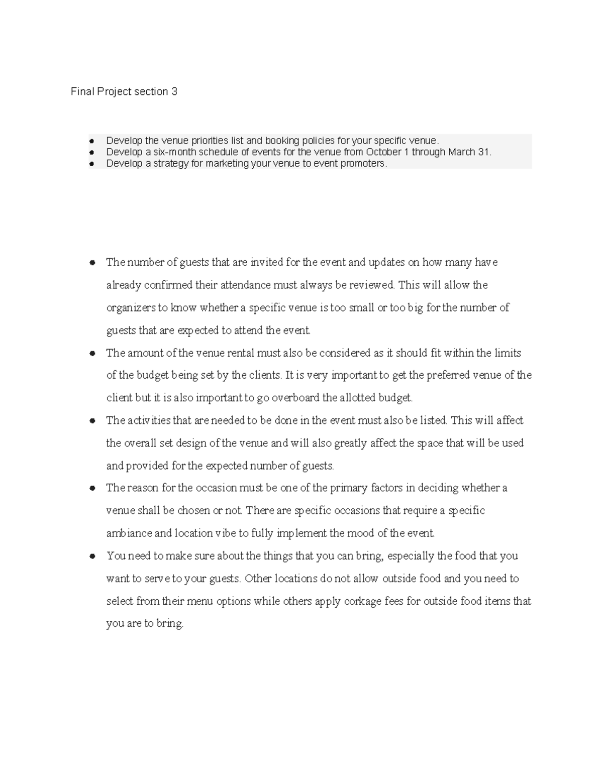 Section 3 - Final Project section 3 Develop the venue priorities list ...