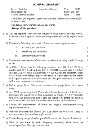 Solved numericals of instrumentation chapter 3 - Studocu