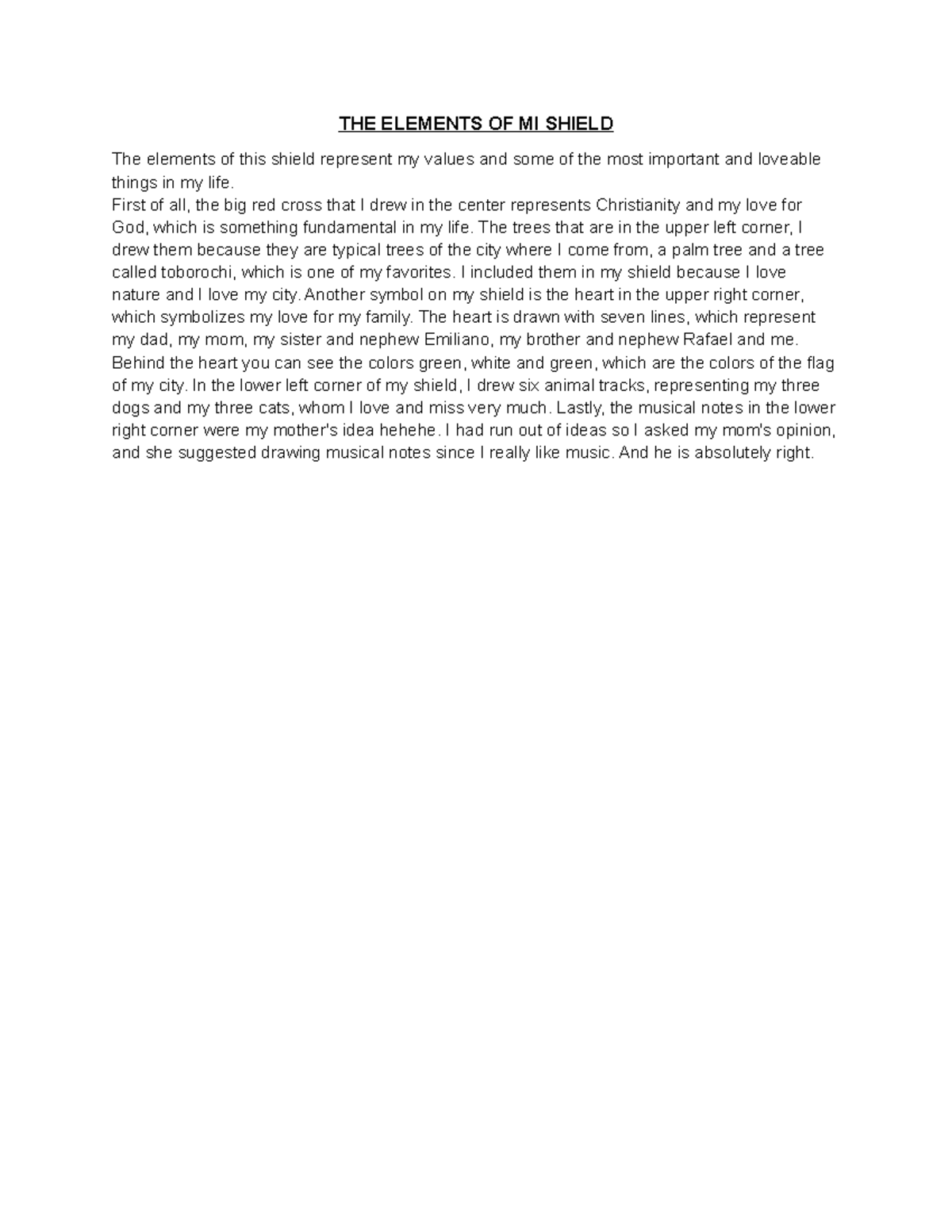 Elements of my shield - Is an assignment - THE ELEMENTS OF MI SHIELD ...