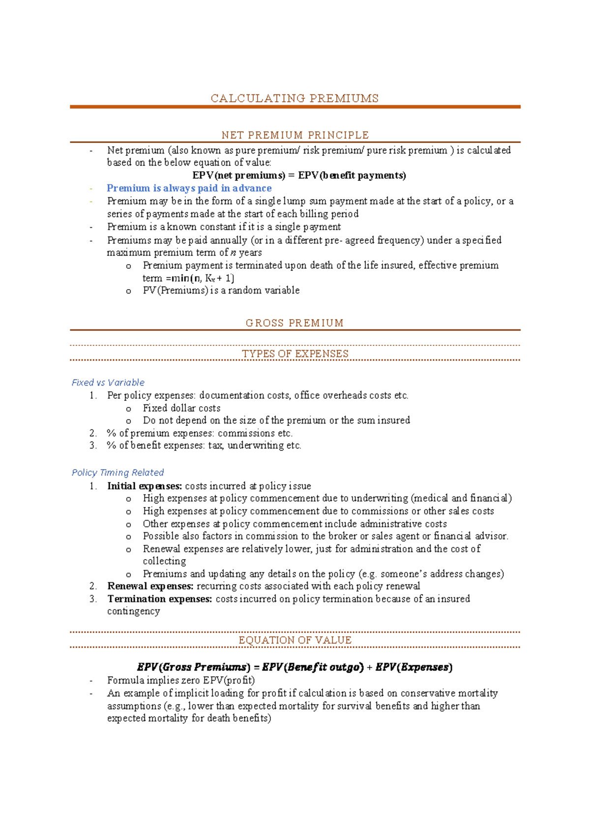 Calculating Premiums - An actuarial application of probability of ...