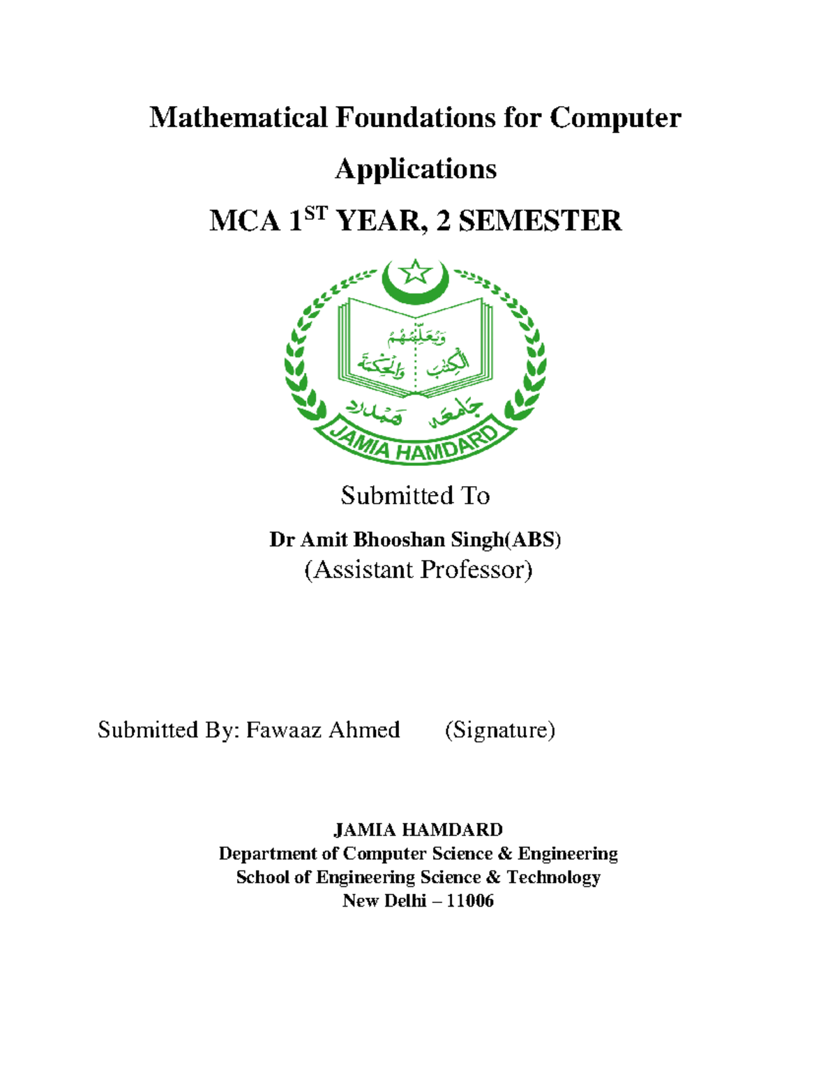 Mathematical Foundations for Computer Applications - BCA/B.Sc (IT) - Mathematical Foundations ...