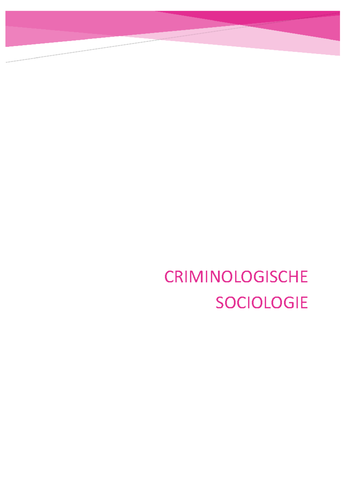 Criminologische Sociologie Inleiding In De Sociologie En