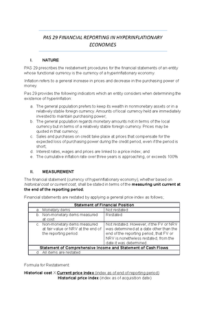PAS 29 Summary - This document summarizes PAS 29 of Conceptual ...